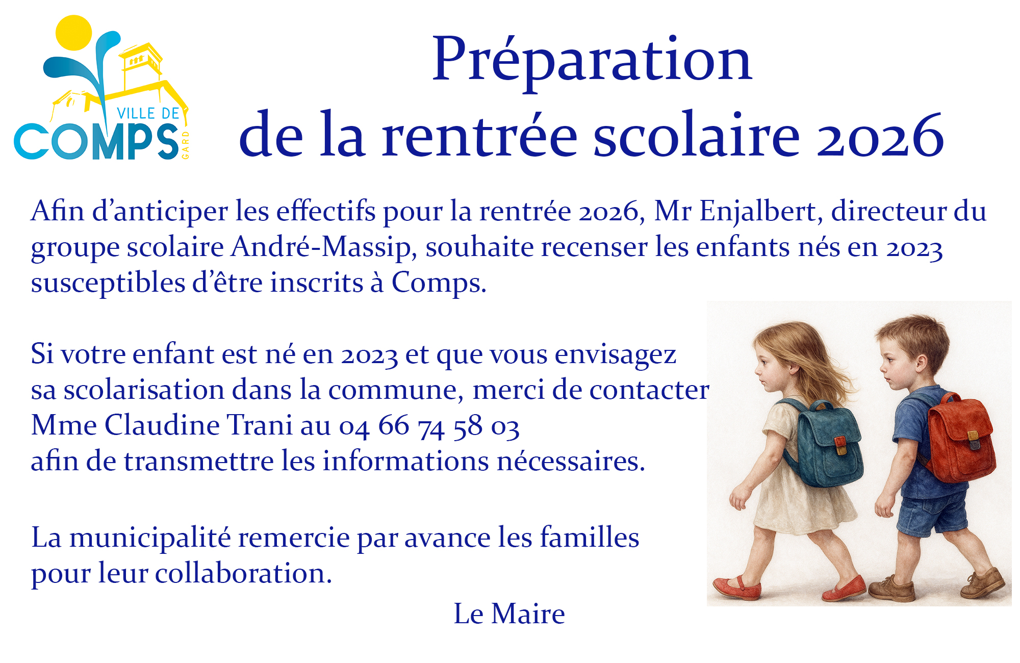 PRÉPARATION DE LA RENTRÉE SCOLAIRE 2026 – Site officiel de la ville de ...
